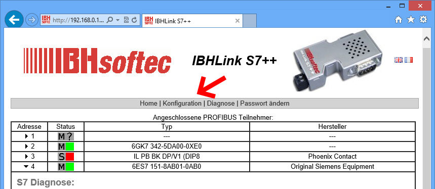 Configuration of IBH link for Siemens Profibus and S5